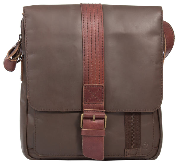 UBERBAG DARK BROWN LEATHER MILITARY SMALL N/S MESSENGER / MAN BAG ...